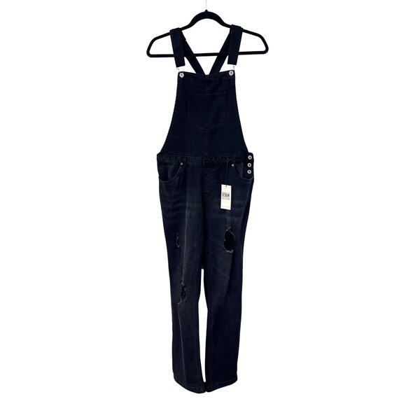 Love Tree | Jeans | Nwt Black Distressed Denim Overalls Love Tree Size ...